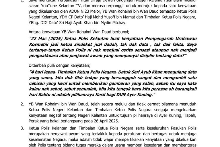 Ahmad Jazlan Bidas Tuduhan ADUN Melor Terhadap Polis, Dakwa Bermotif ...